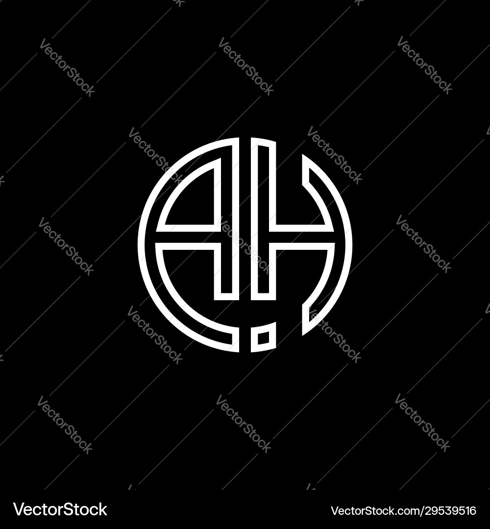 Ah monogram logo circle ribbon style outline Vector Image