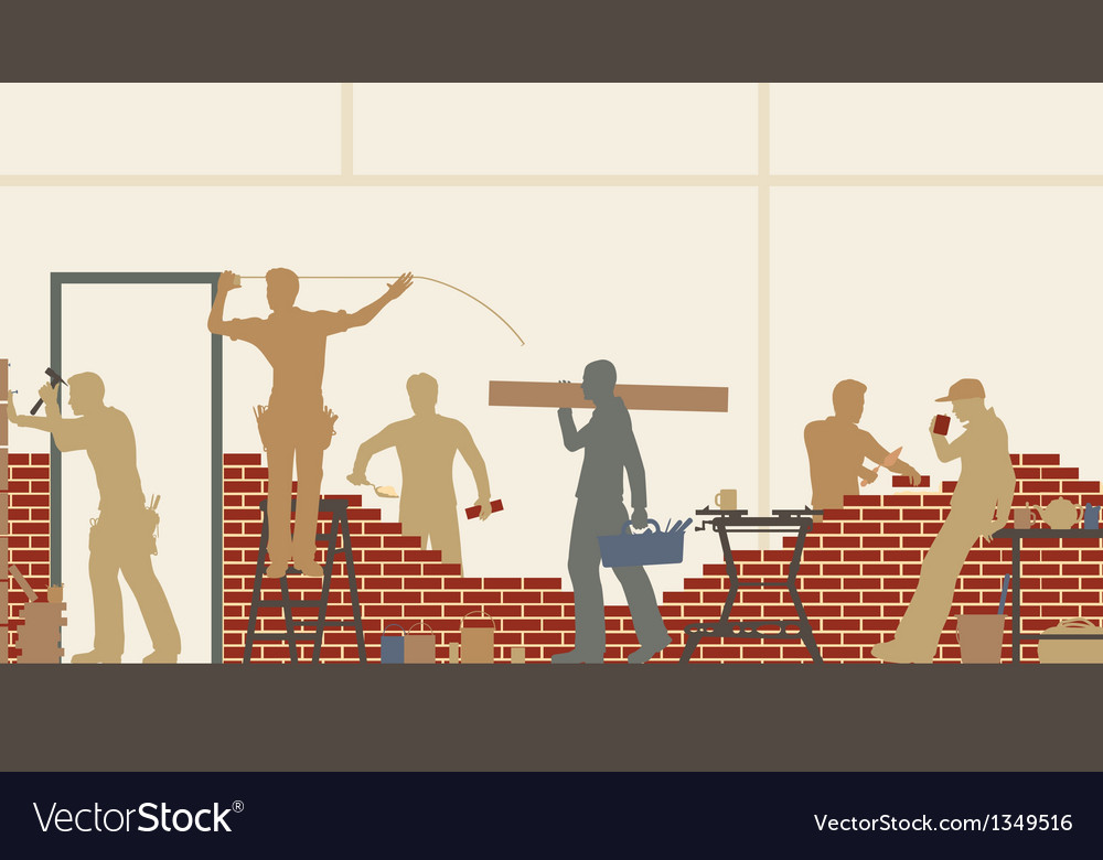 Builders at work Royalty Free Vector Image - VectorStock