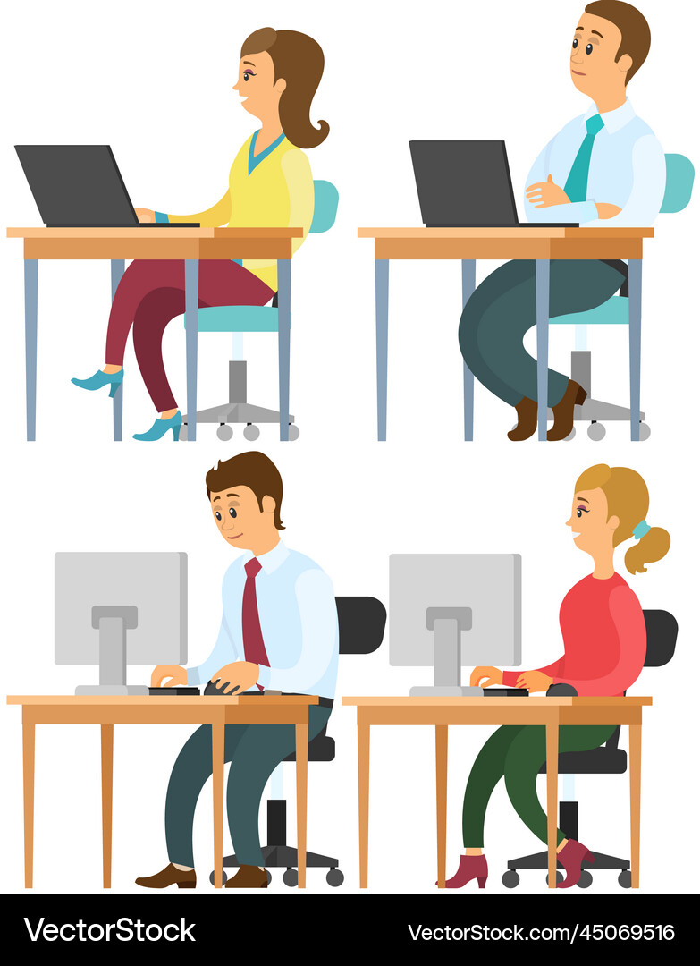 Business employees on their workspace co-worker Vector Image