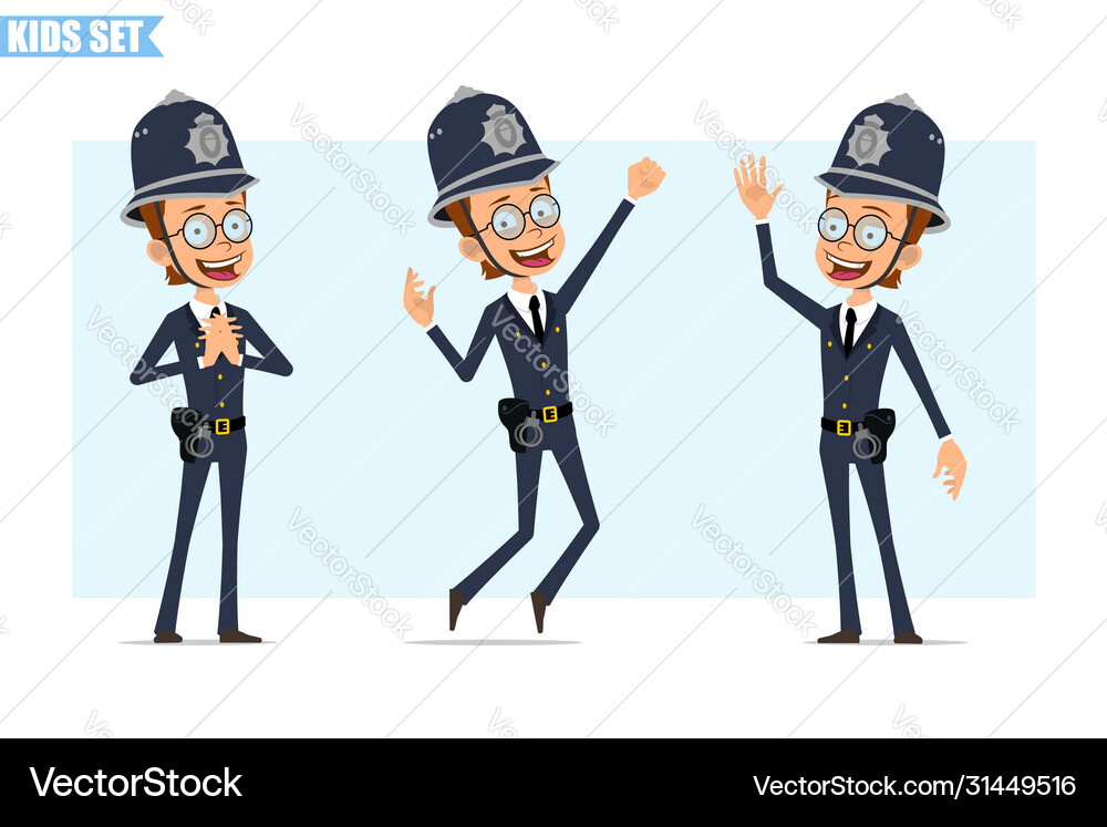 Cartoon british policeman boy character set Vector Image