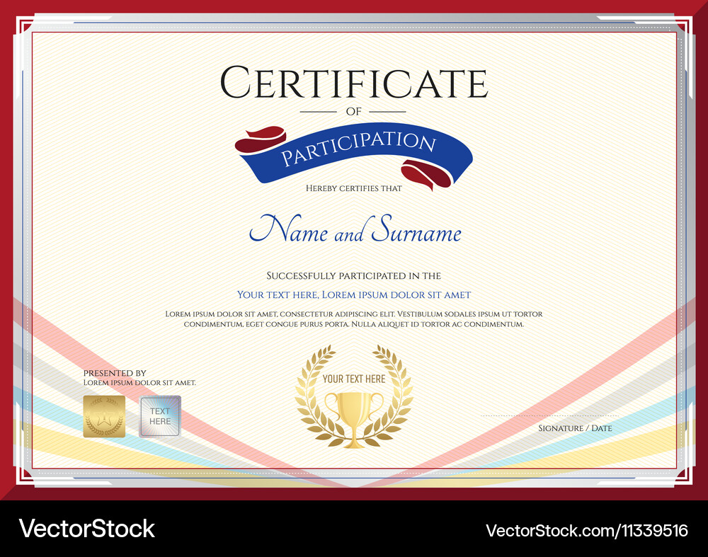 Colorful Award Certificate Template Royalty Free Vector