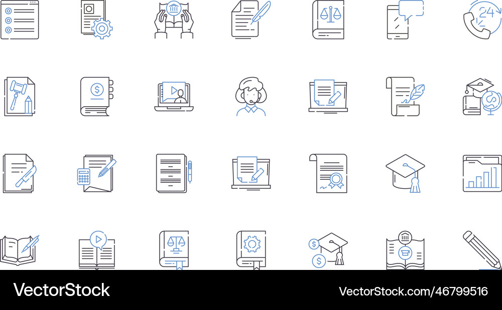 Distance coursework line icons collection online Vector Image