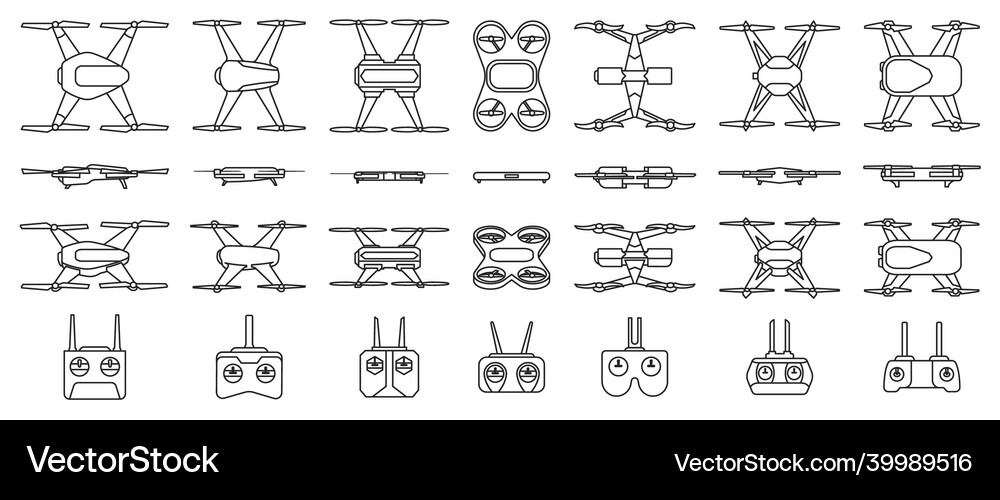 Drone outline set icon Royalty Free Vector Image