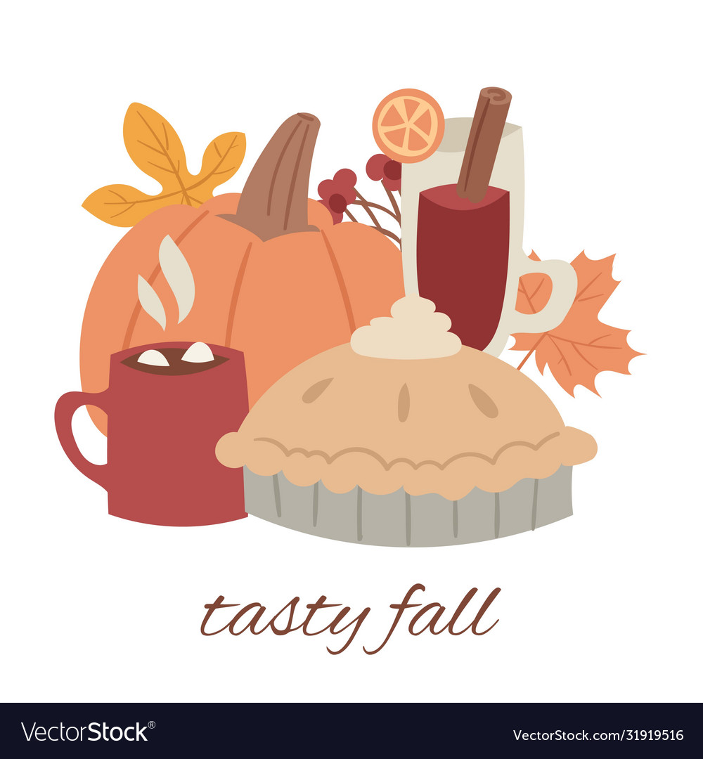 Fall tasty food autumn design Royalty Free Vector Image