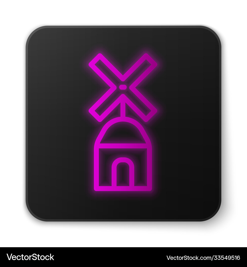 Glowing neon line windmill icon isolated on white Vector Image
