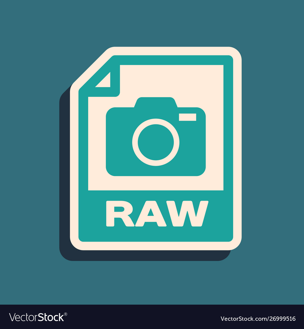 Green raw file document download raw button icon Vector Image