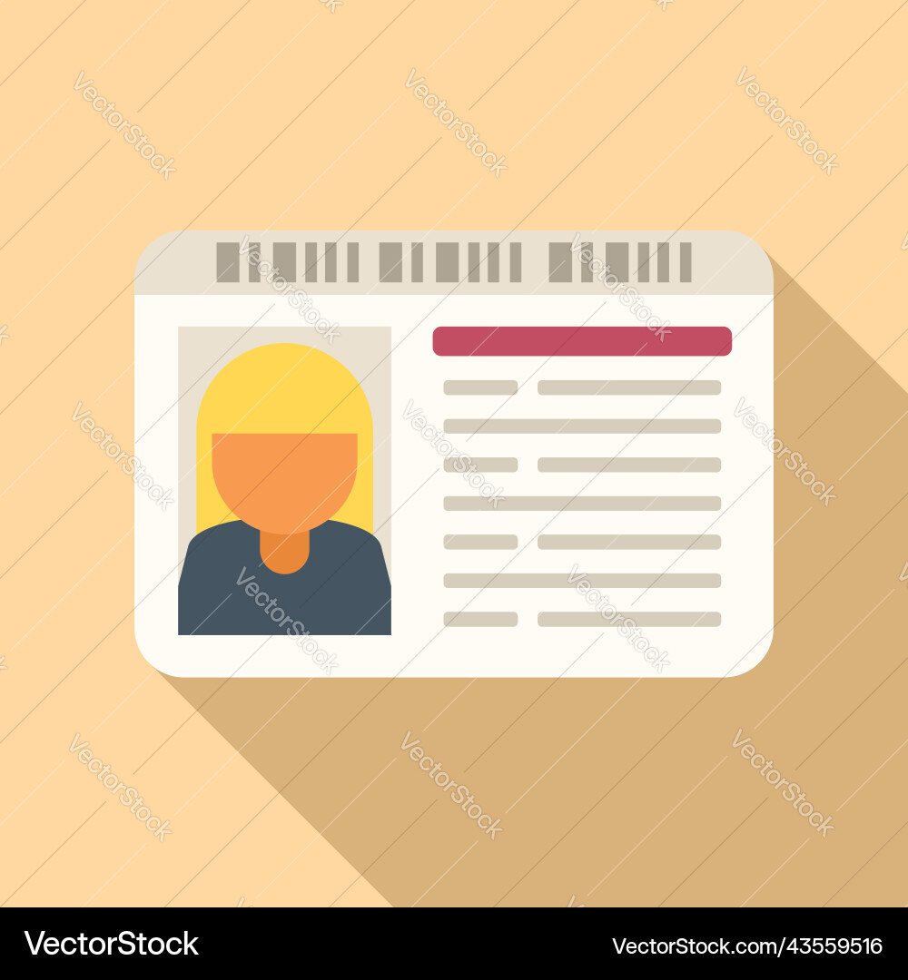 Id card staff icon flat business pass Royalty Free Vector