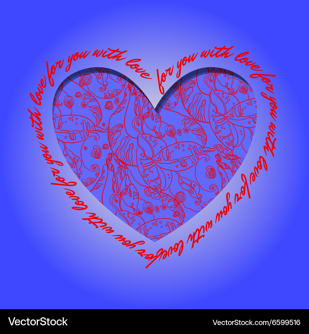 Love card deep blue red heart design Royalty Free Vector