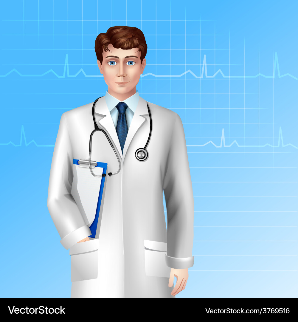 Male doctor poster Royalty Free Vector Image - VectorStock