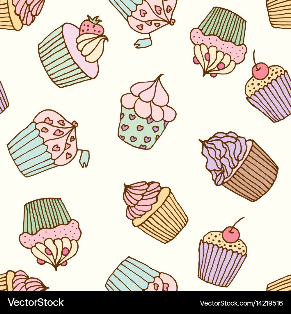 Pastry Cupcake Pattern Royalty Free Vector Image