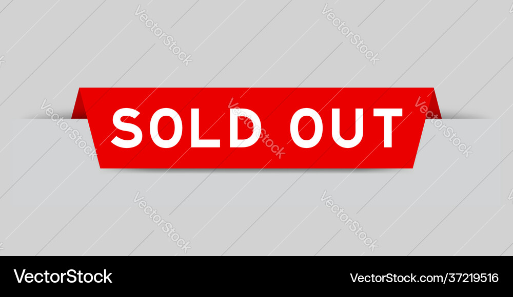 Red color inserted label with word sold out Vector Image