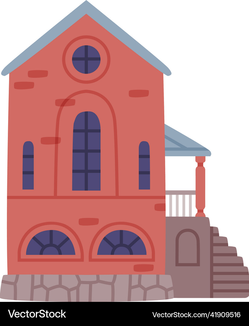 Turkey city building with stone wall and windows Vector Image