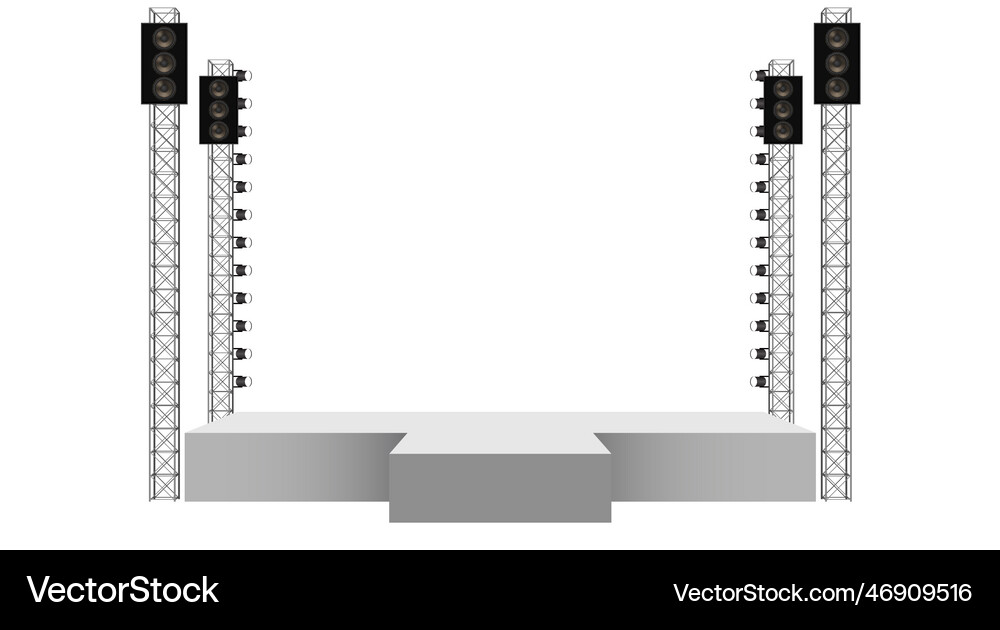 White stage and speaker with backdrop on the truss