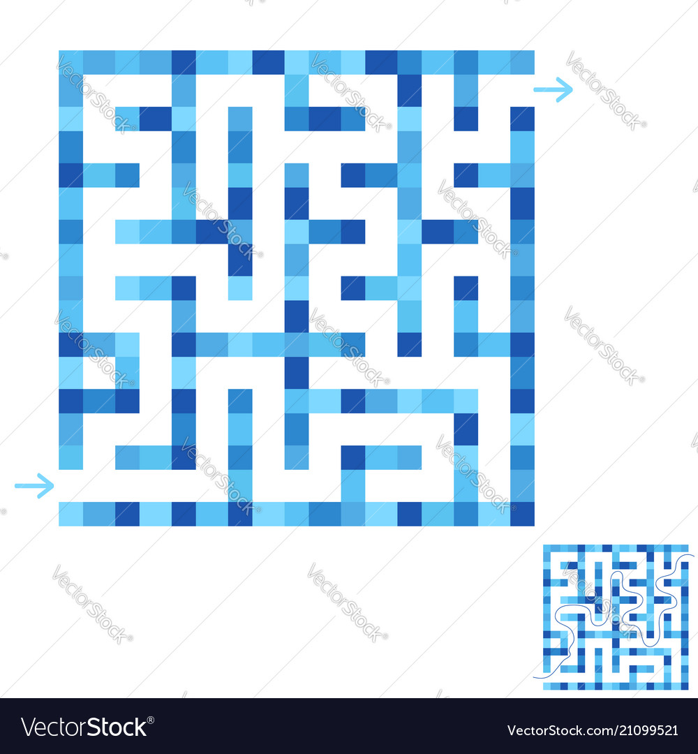 Abstract simple square isolated labyrinth blue Vector Image