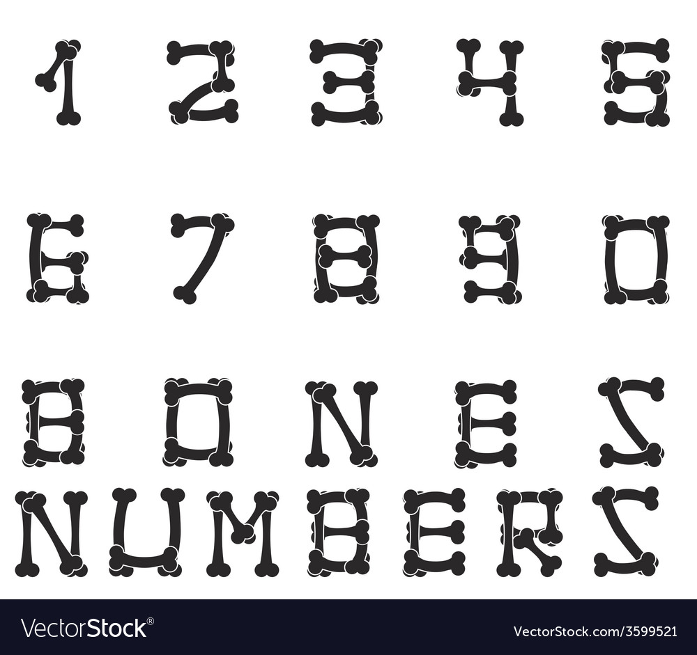 Bones numbers white Royalty Free Vector Image - VectorStock