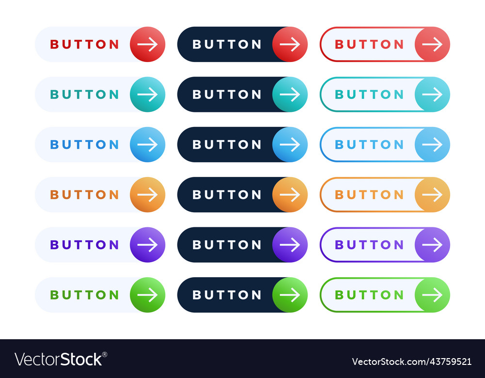 Colorful button set on white background three Vector Image