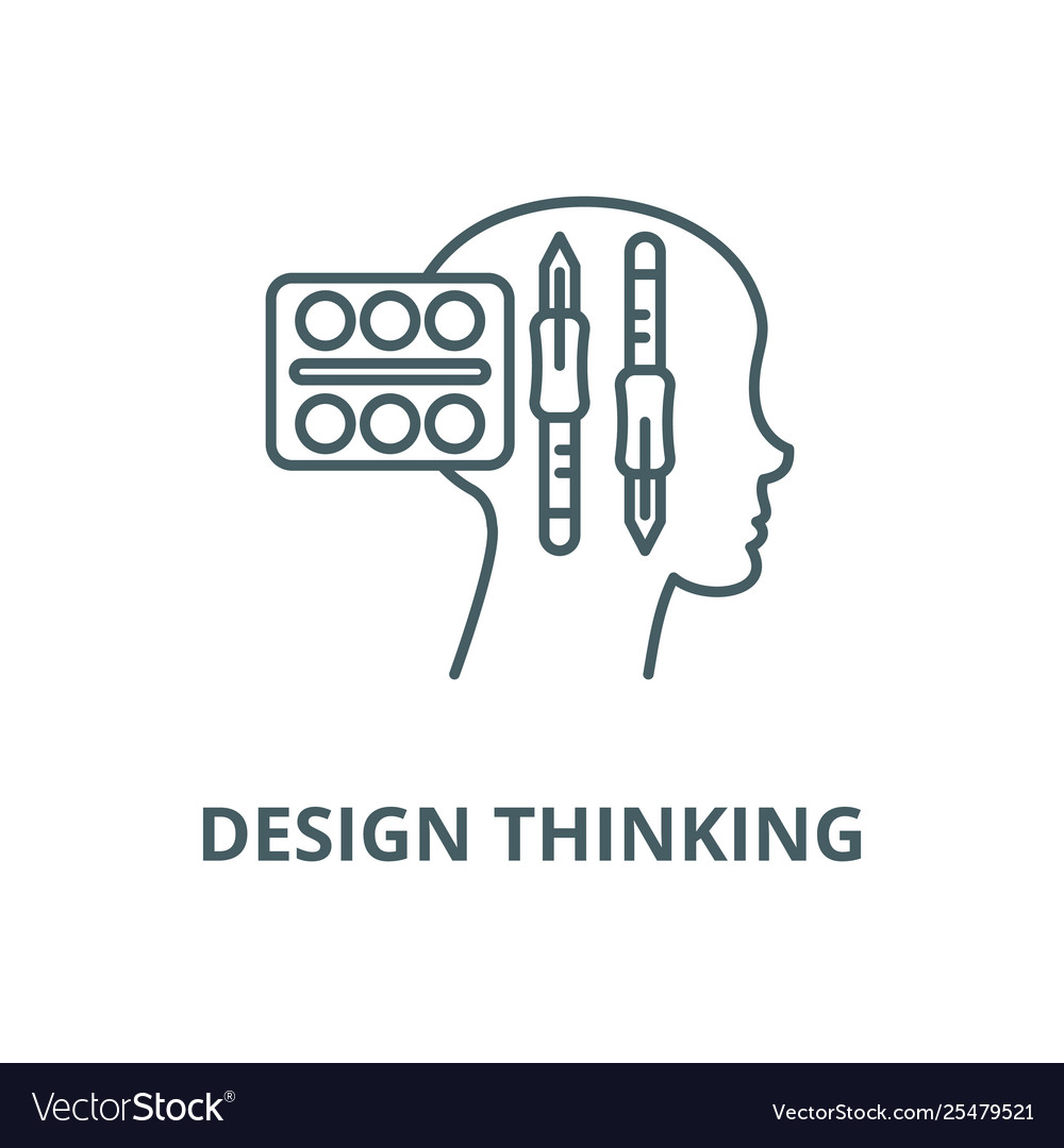 Design thinking line icon linear concept Vector Image