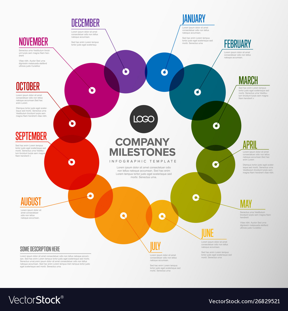Full year circular timeline template Royalty Free Vector Full year circular timeline template Royalty Free Vector