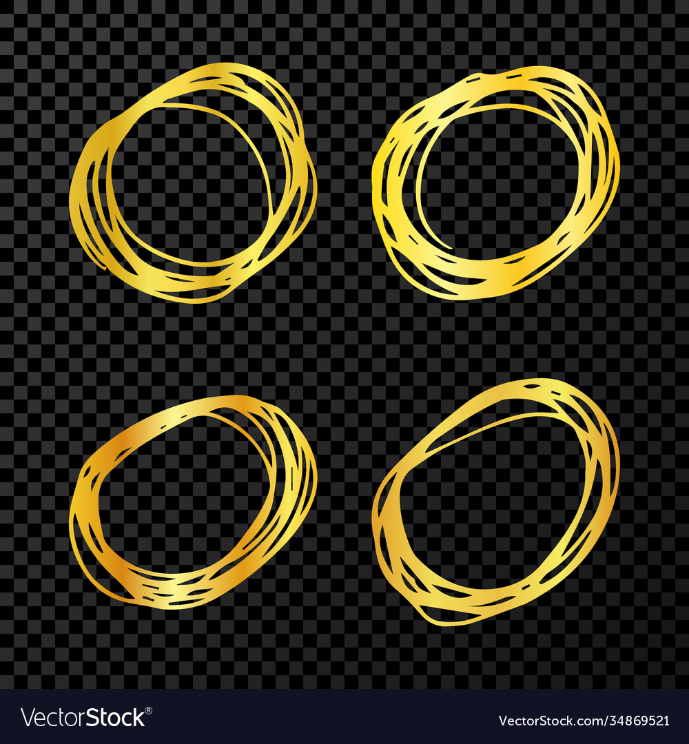 Gold hand drawn scribble circle Royalty Free Vector Image