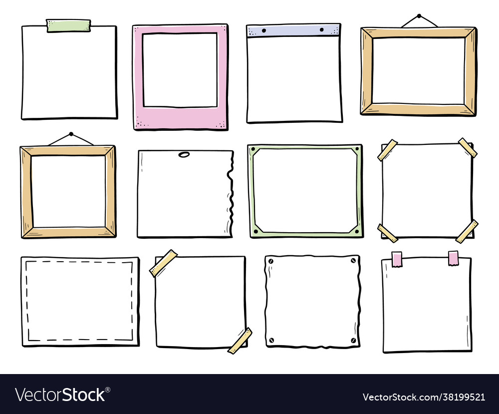 Hand drawn set paper sticker photo frame Vector Image Hand drawn set paper sticker photo frame Vector Image
