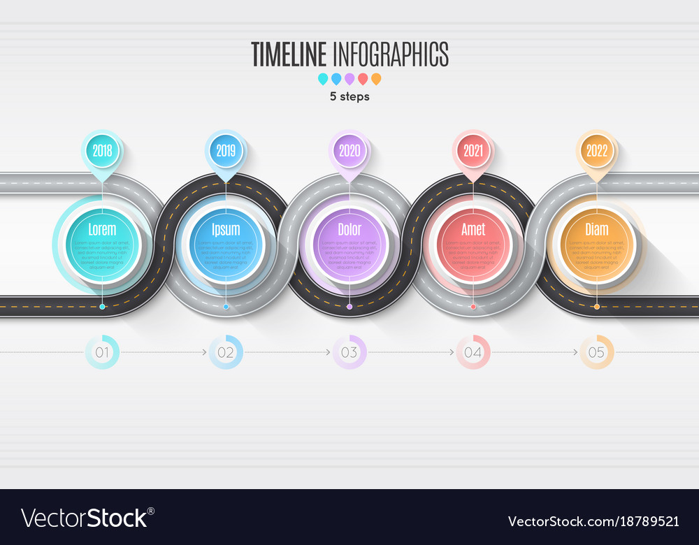 Navigation map infographic 5 steps timeline Vector Image