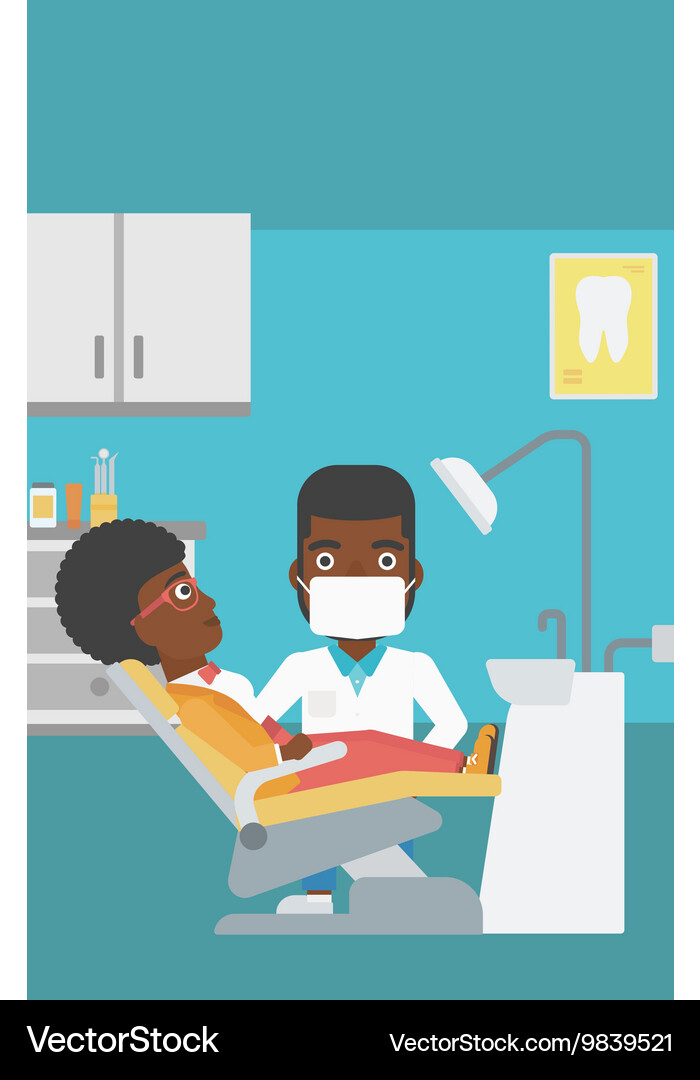 Patient and doctor at dentist office Royalty Free Vector