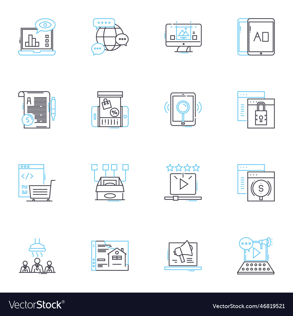 Planning execution linear icons set logistics Vector Image