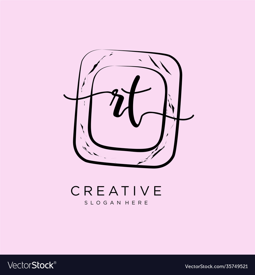 Rt initial handwriting logo template Royalty Free Vector