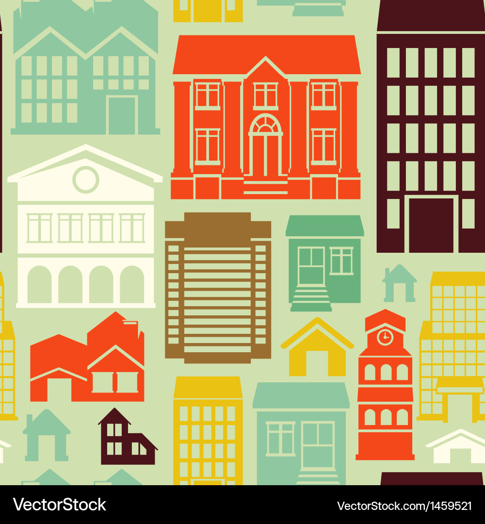 Seamless pattern with houses and buildings Vector Image