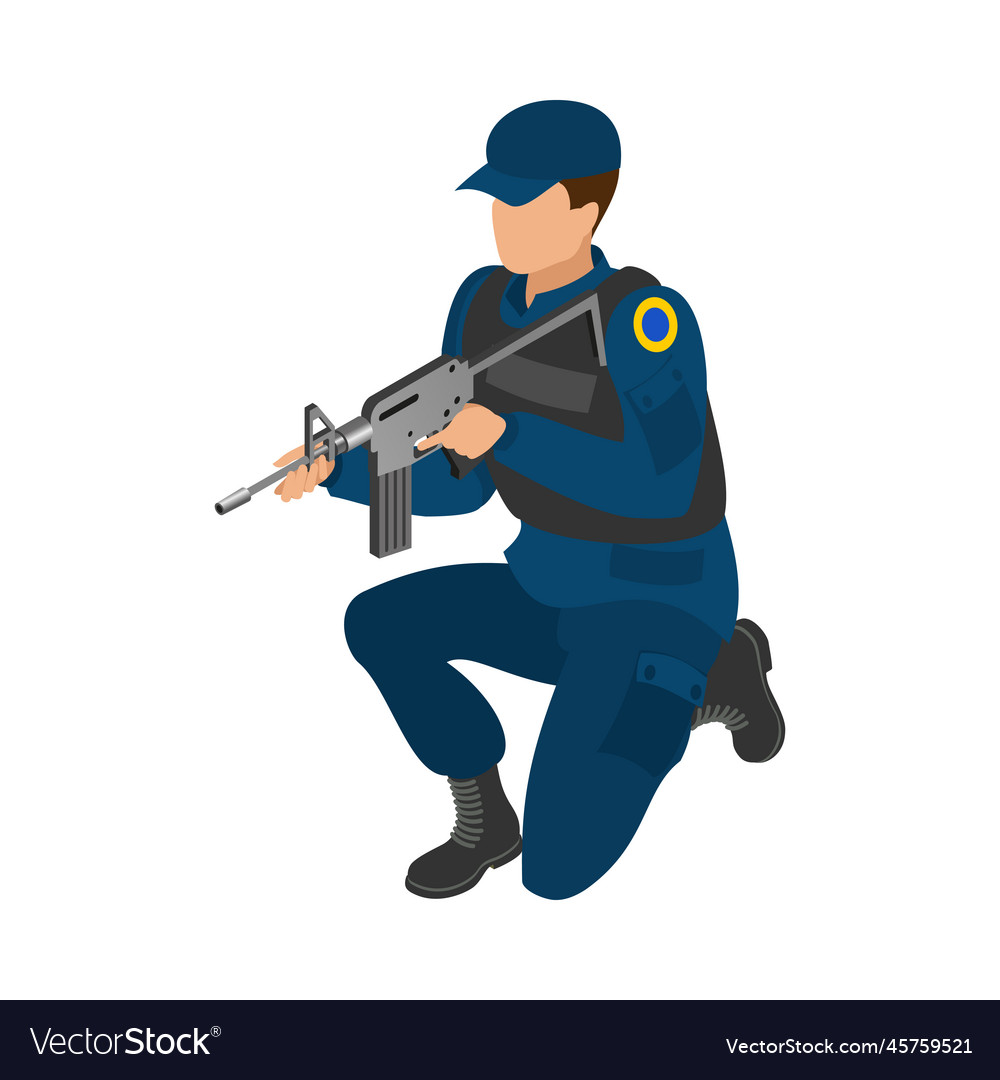 Security pointing gun composition Royalty Free Vector Image
