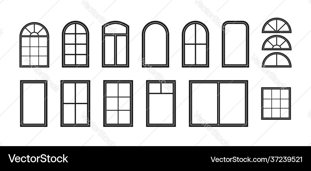 Window frame silhouette window outline icon of Vector Image