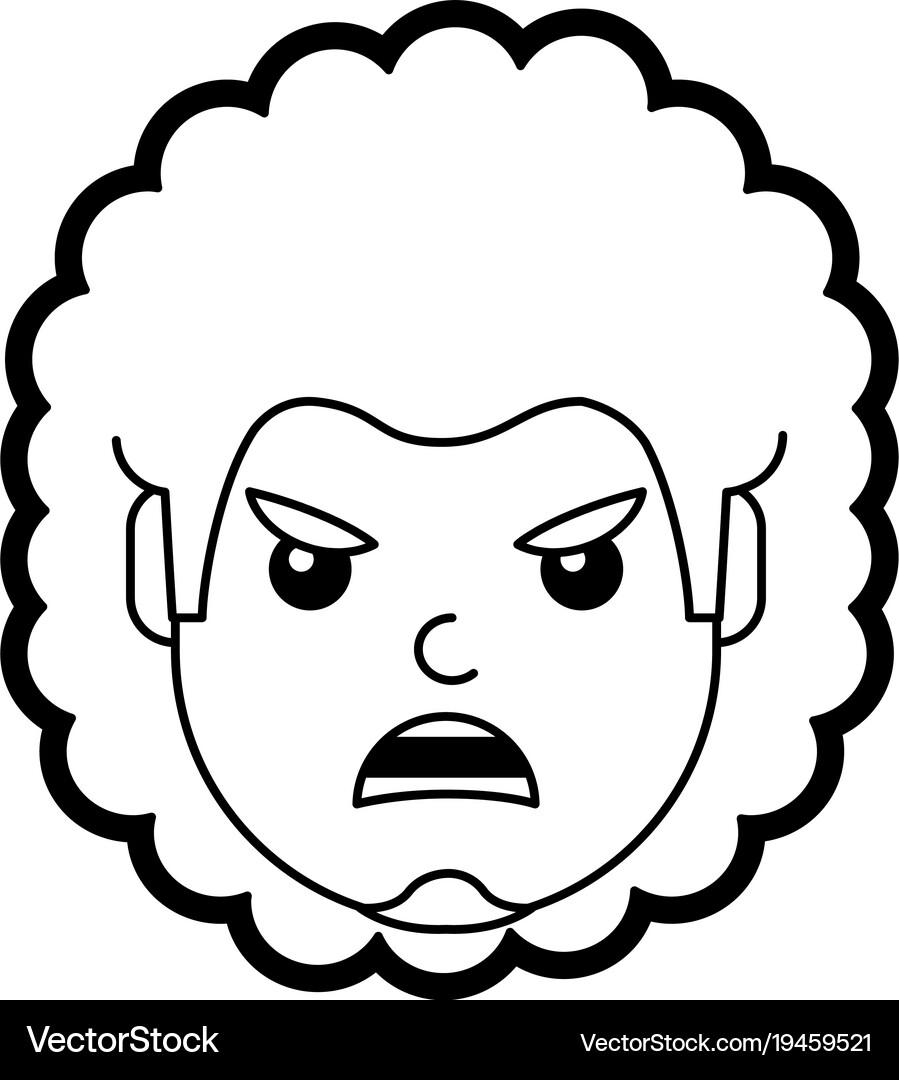 Young man face angry expression cartoon Royalty Free Vector