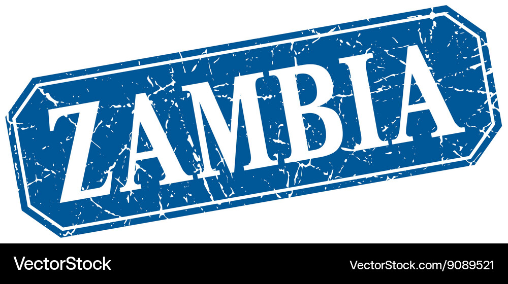 Zambia blue square grunge retro style sign Vector Image