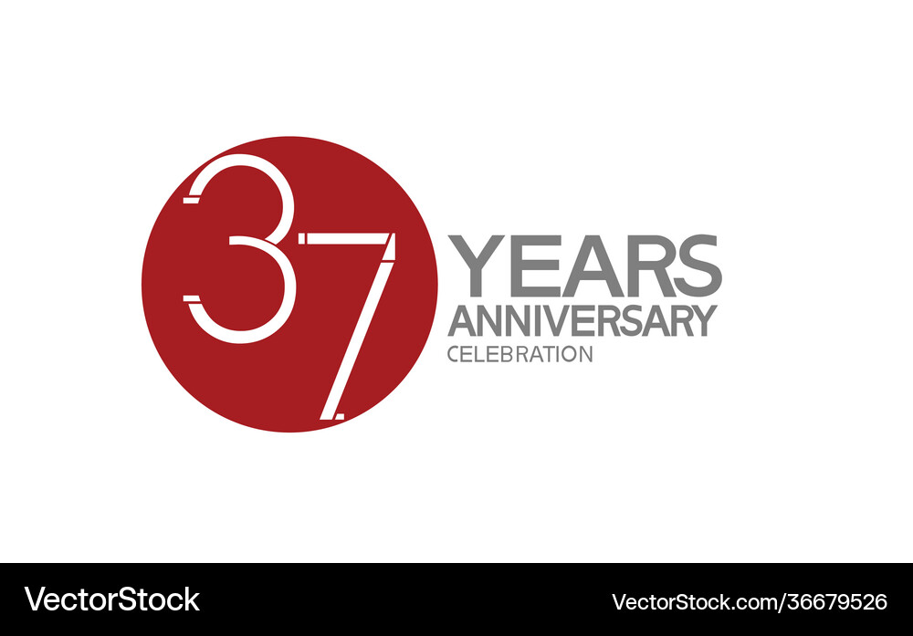 37 years anniversary logotype design with big red Vector Image