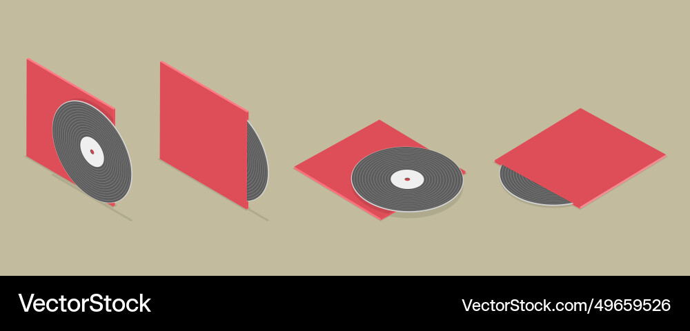 3d isometric flat set of vinyl plates Royalty Free Vector