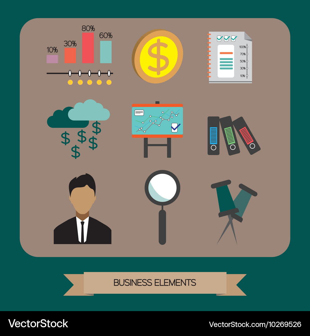 Business elements infographic with icons charts Vector Image
