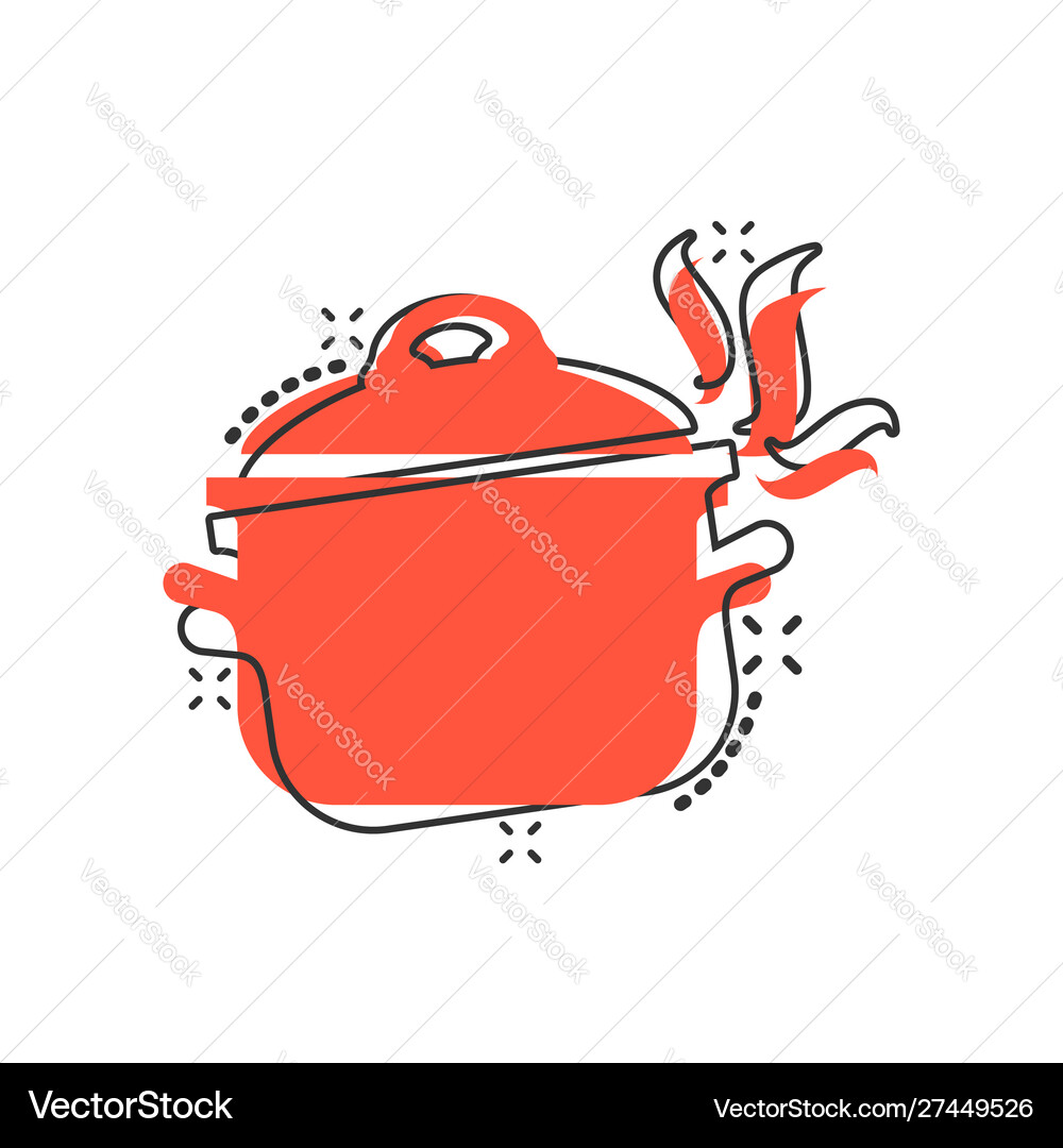 Cartoon cooking pan icon in comic style kitchen Vector Image
