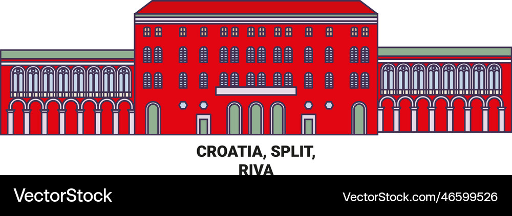 Croatia split riva travel landmark Royalty Free Vector Image