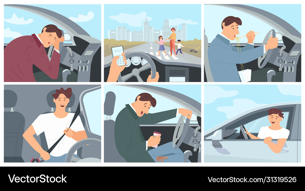 Driver character in car series Royalty Free Vector Image