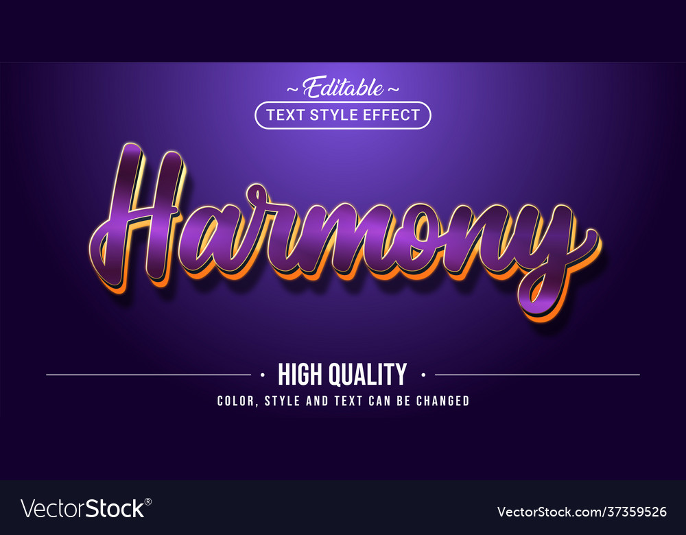 Editable text style effect - harmony text style Vector Image