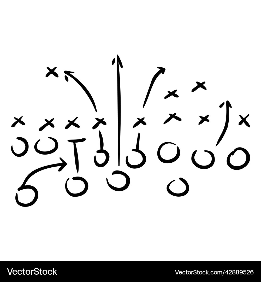 Football game plan doodle high quality Royalty Free Vector