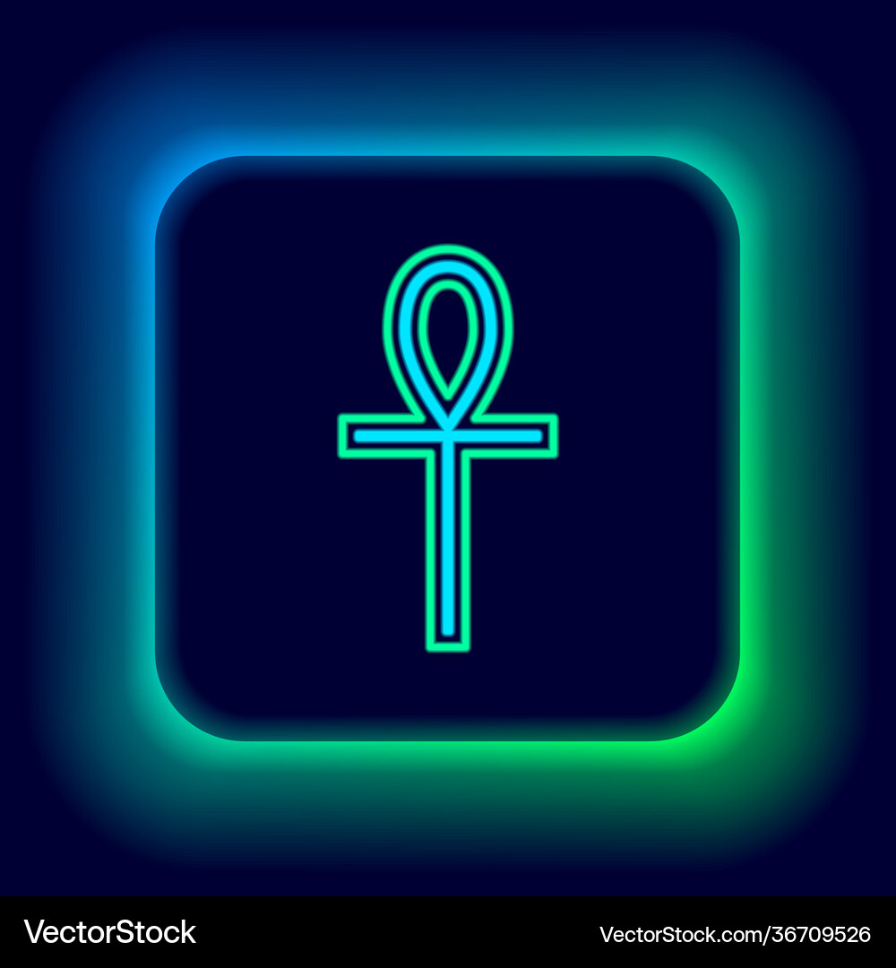 Glowing neon line cross ankh icon isolated Vector Image