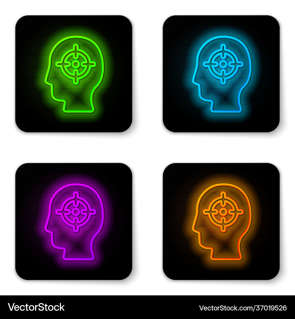 Glowing neon line head hunting icon isolated Vector Image