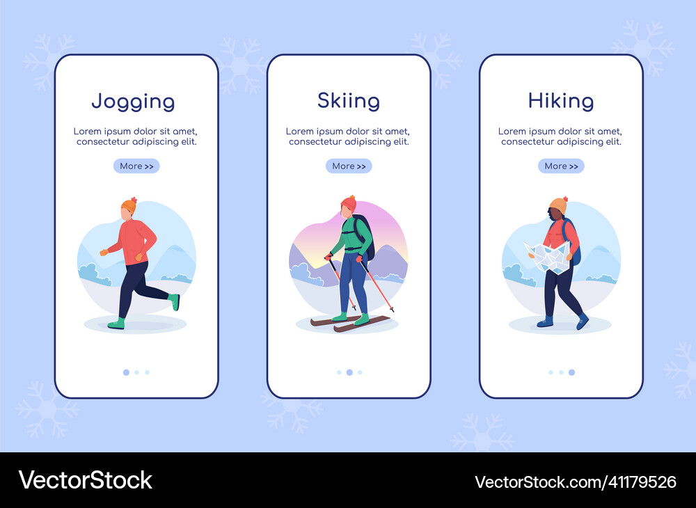 How to stay active in winter onboarding mobile Vector Image