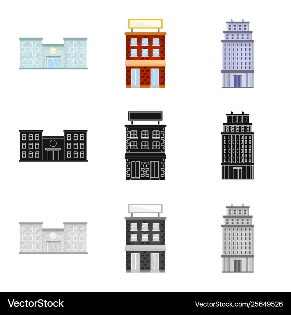 Isolated object municipal and center icon set Vector Image