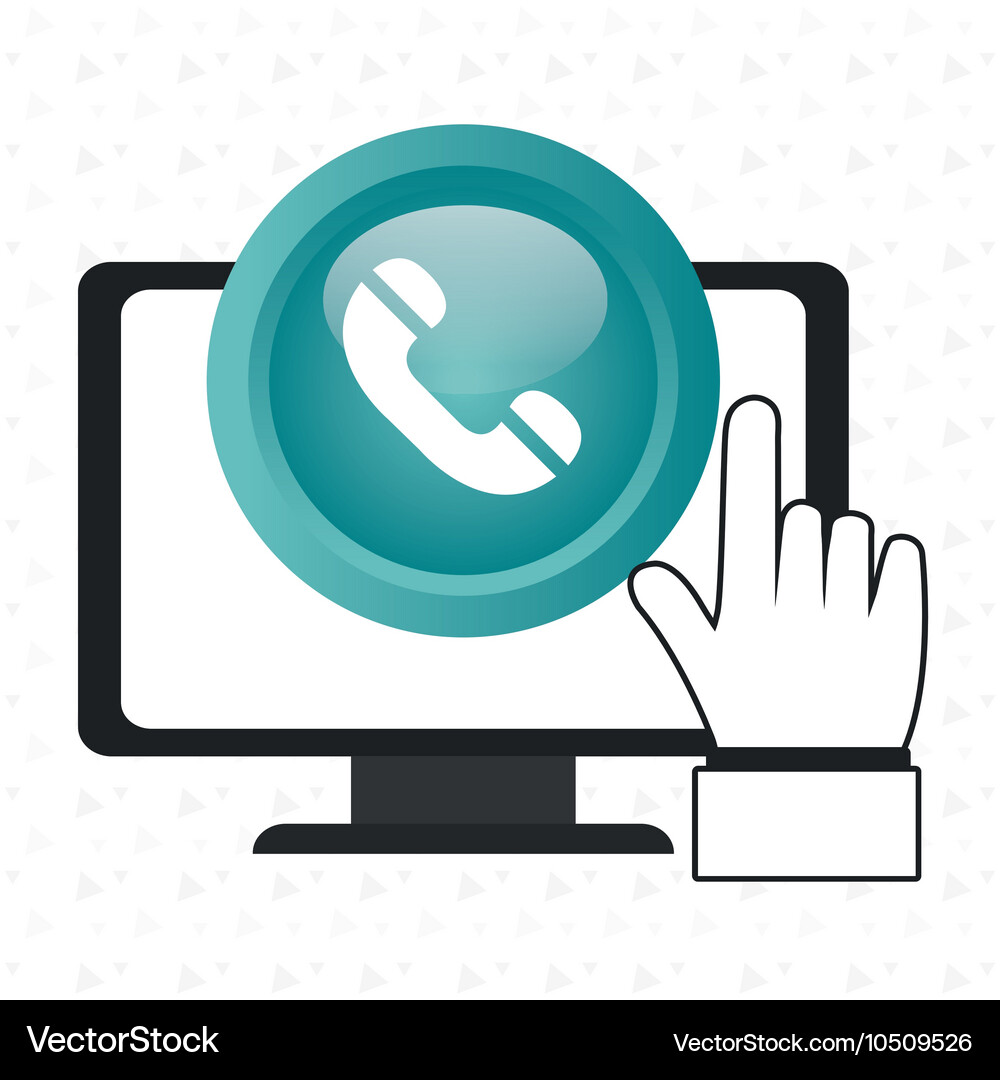 Laptop telephone hand icon Royalty Free Vector Image