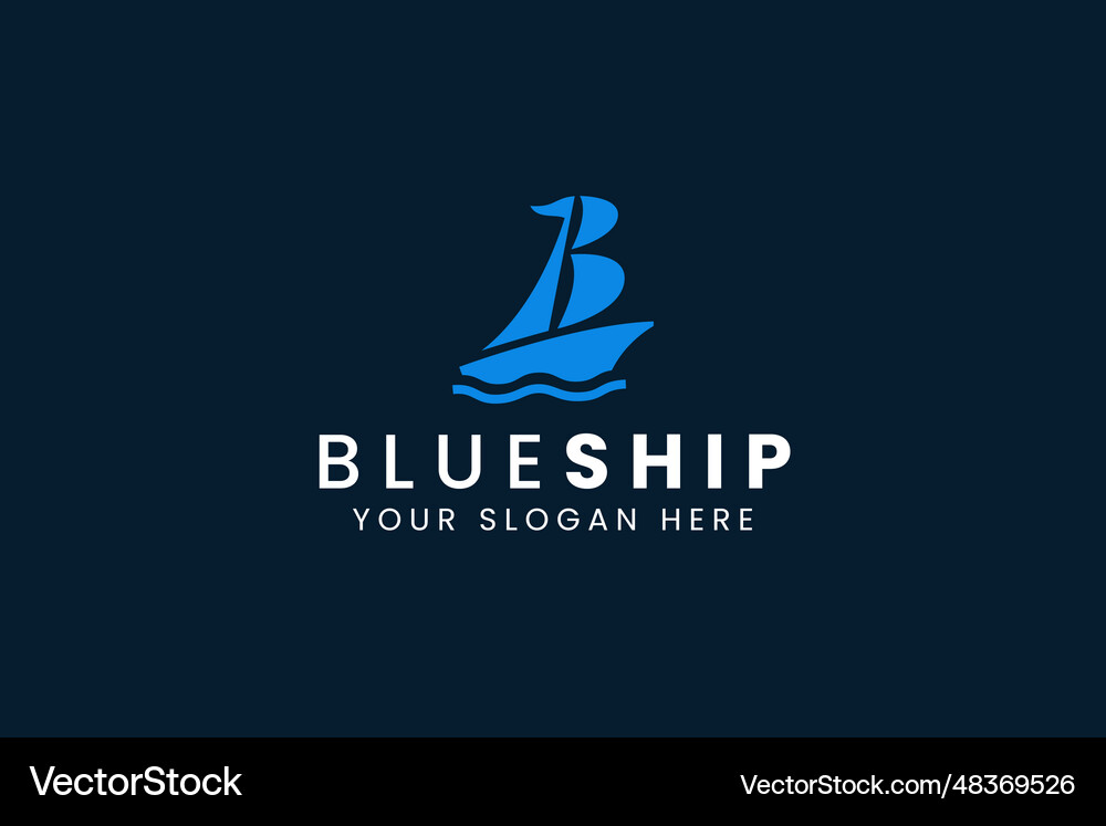 Letter b ship boat logo design template Royalty Free Vector