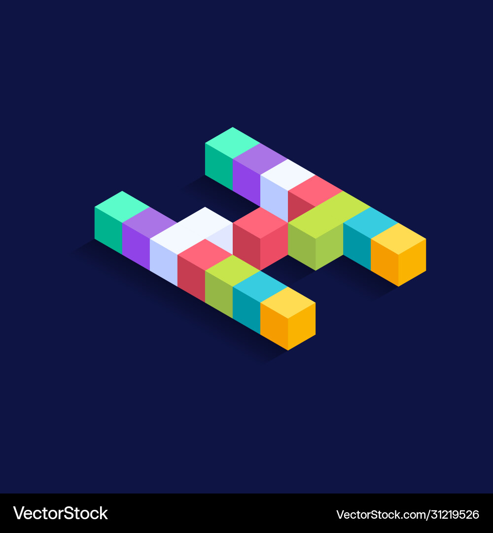 Letter n isometric colorful cubes 3d design Vector Image