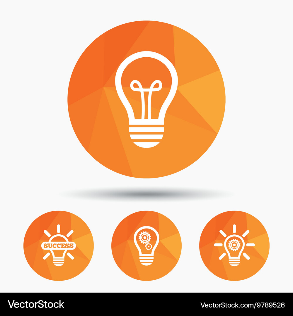 Light lamp icons energy saving symbols Royalty Free Vector
