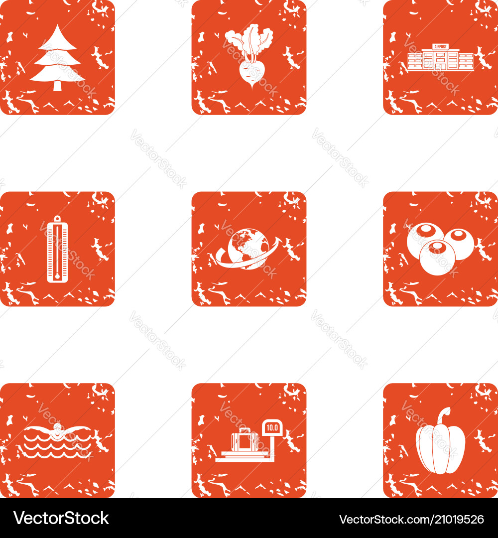 Lukewarm edge icons set grunge style Royalty Free Vector